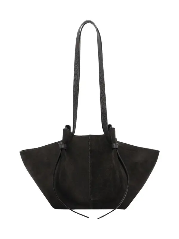 Yuzefi Mochi Flared Suede Calfskin Leather Shoulder Bag - Cocoa