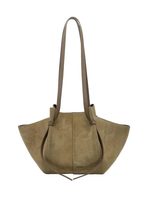 Yuzefi Mochi Flared Suede Calfskin Leather Shoulder Bag - Green