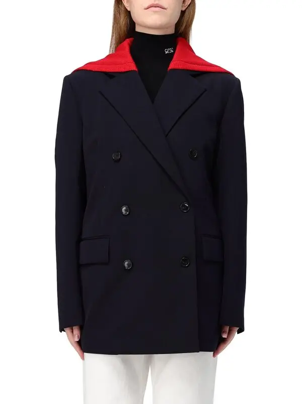 Loewe Wool Double-breasted Knee-length Coat With Sailor Collar - Blue