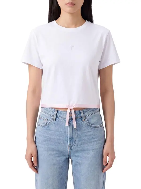 Repetto Stretch Cotton T-shirt With Bow Appliqué And Embroidery - White