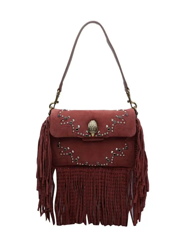 Kurt Geiger Oxford Mini Shoulder Bag In Suede With Studs - Red