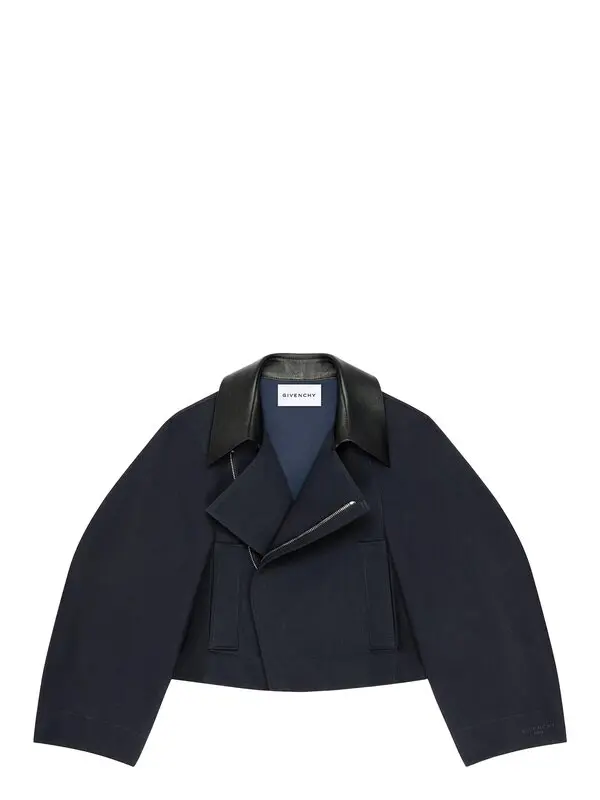 Givenchy Cotton-wool Cropped Jacket - Navy