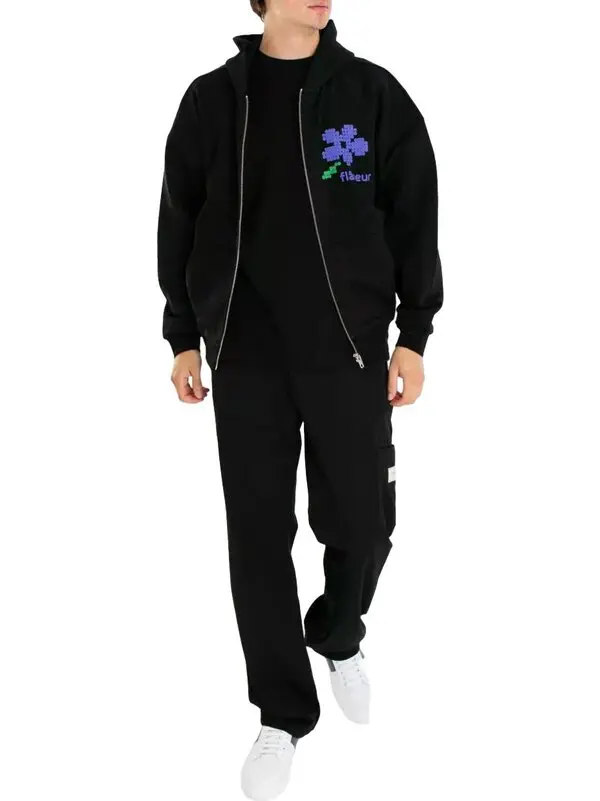 FLANEUR Pixel Flower Hoodie - Black