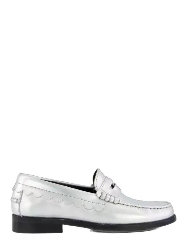 TORAL SHOES Metallic Scalloped-trim Loafers - Silver