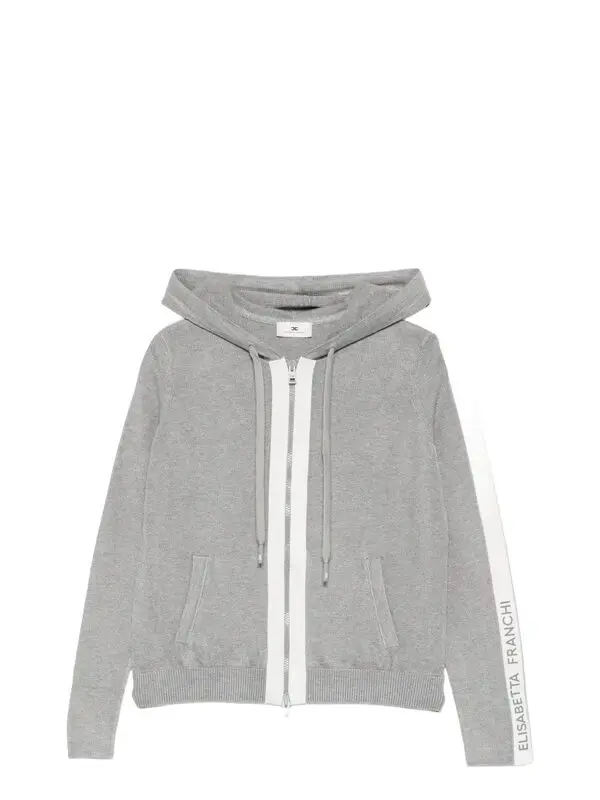 Elisabetta Franchi Logo-print Side-stripe Hoodie - Grey