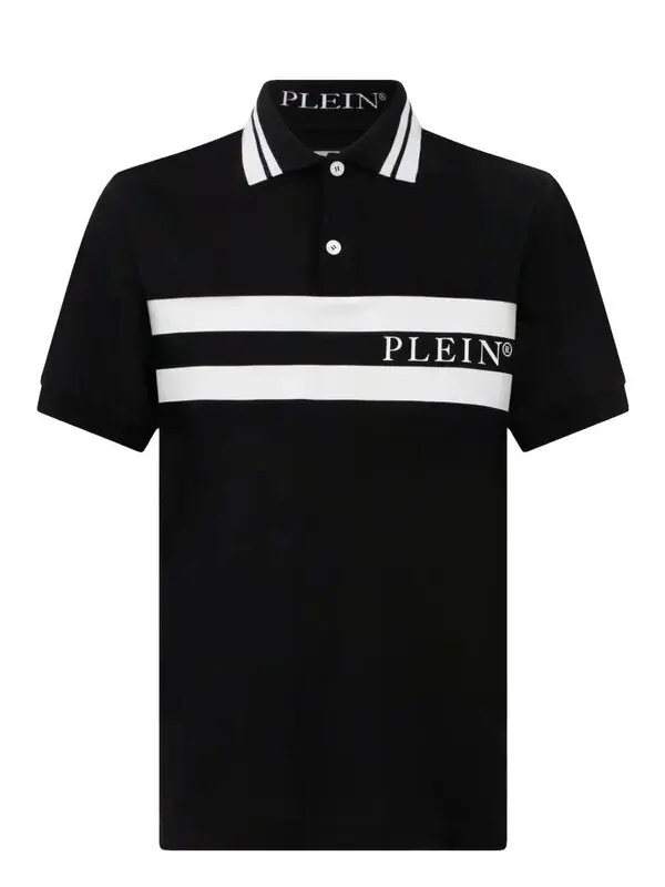 Philipp Plein Logo-stripe Polo Shirt - Black