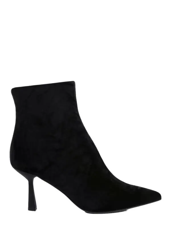 PARIS PUNK Velvet Ankle Boots - Black