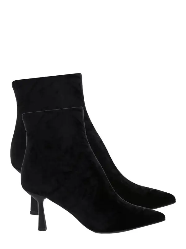 PARIS PUNK Velvet Ankle Boots - Black