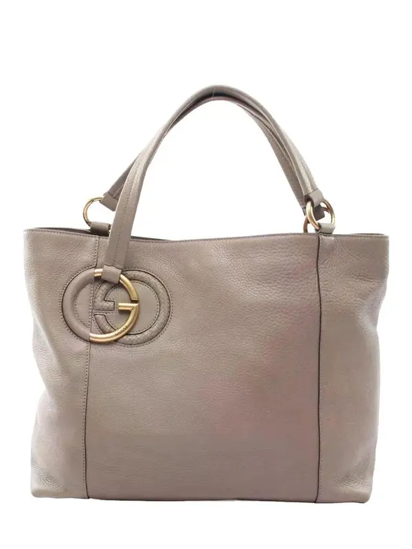 Gucci 2000-2015 Medium Pebbled Calfskin Twill Tote Bag - Neutrals