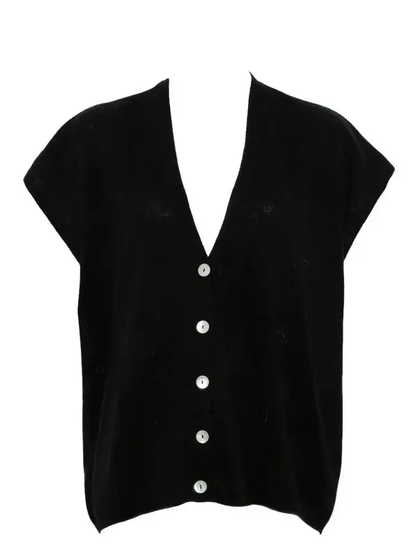 Dixie V-neck Button-up Cardigan - Black