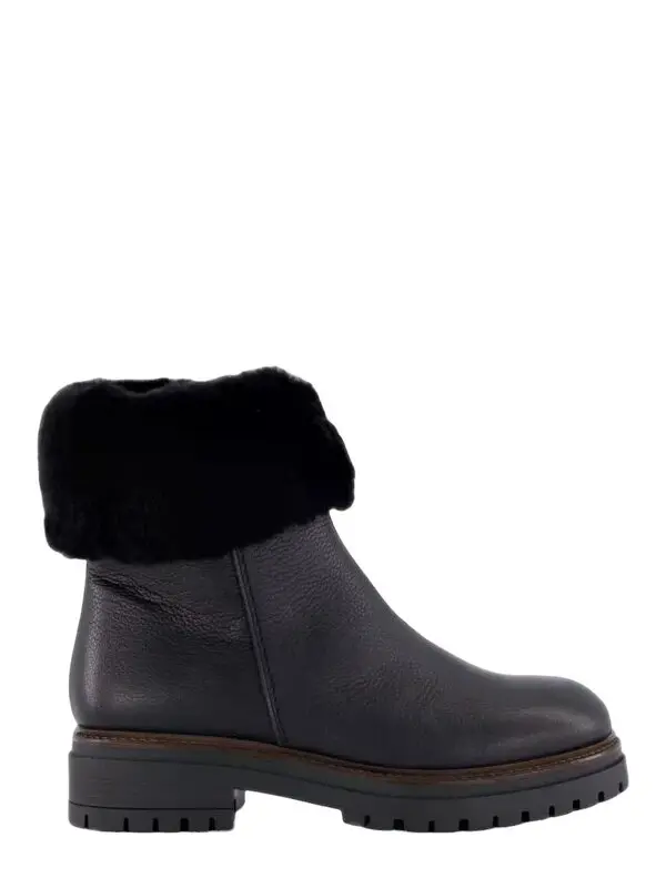 GIBALDI Faux-fur Trim Ankle Boots - Black