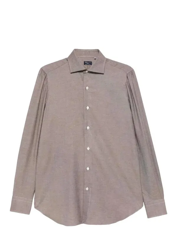 FINAMORE 1925 Twill-weave Button-down Shirt - Neutrals