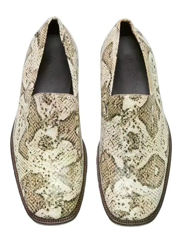 Acne Studios Snake‑print Leather Loafers - Neutrals