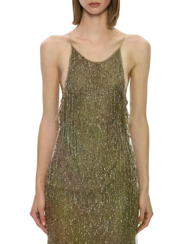 Christopher Esber Sequin-embellished Chevron-lace Mini Dress - Green