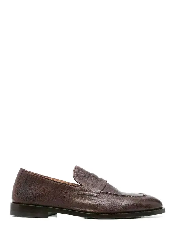 Brunello Cucinelli Almond-toe Flat-sole Loafers - Brown