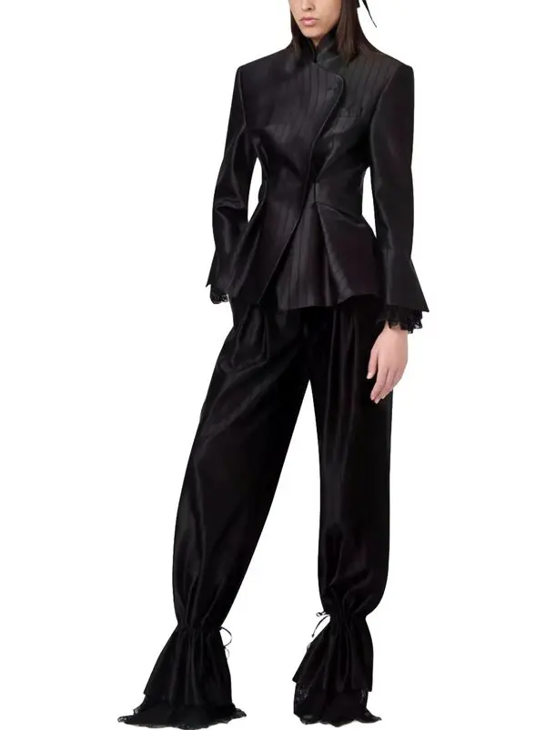 Giuseppe Di Morabito Pinstriped Lace-trim Jacket - Black