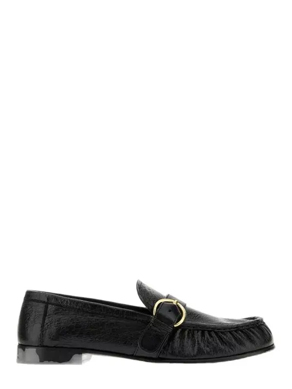 Miu Miu Buckle-fastening Crinkled Leather Loafers - Black