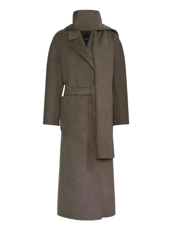Max Mara Scarf-detail Belted Coat - Brown