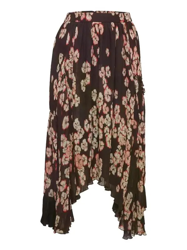 ISABEL MARANT VINTAGE Floral-print Pleated Midi Skirt - Brown