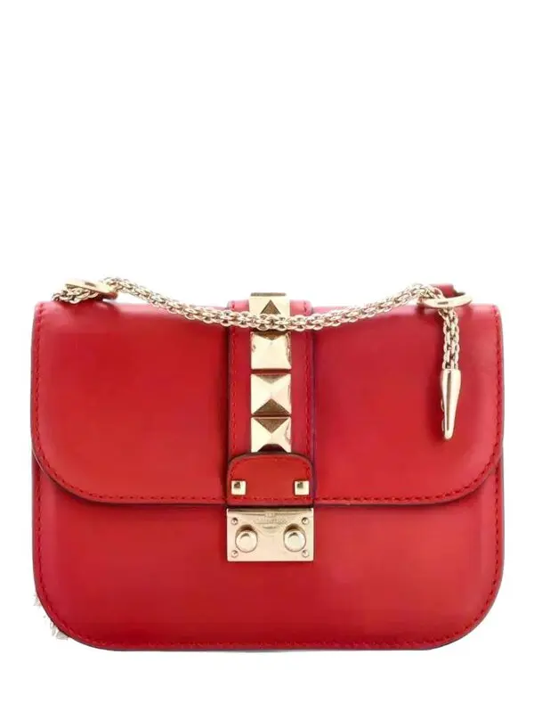 Valentino Garavani Glam Lock Leather Small Shoulder Bag - Red