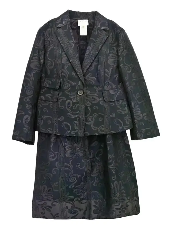 Celine Floral-jacquard Skirt Suit - Blue