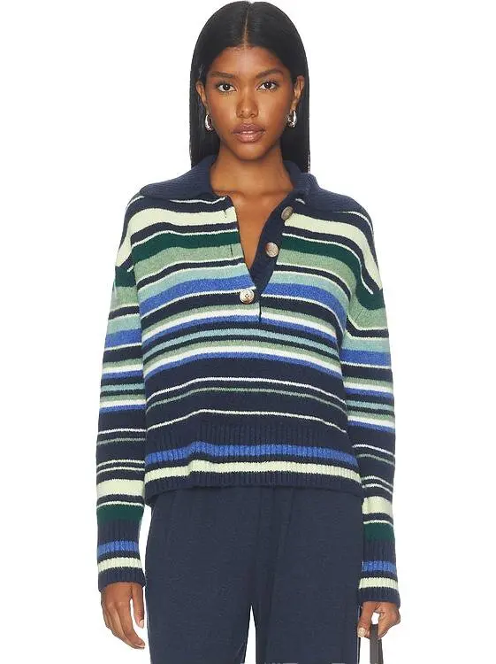 Free People Trading Up Stripe Pullover - Navy