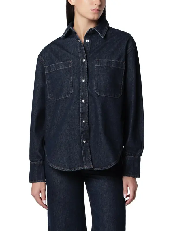 ANINE BING Samy Cotton Denim Shirt - Blue