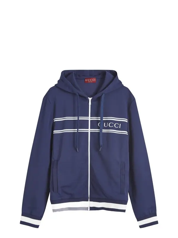 Gucci Logo Zip Hoodie - Navy