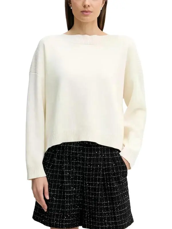BENETTON Jacquard Ribbed Knit Jumper - Neutrals
