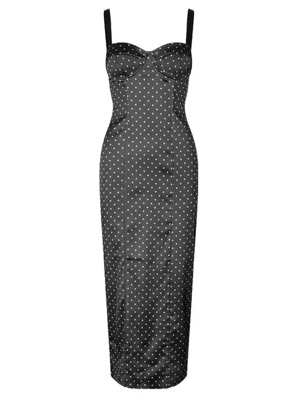 ROTATE BY BIRGER CHRISTENSEN Satin Midi Bustier Dress - Black