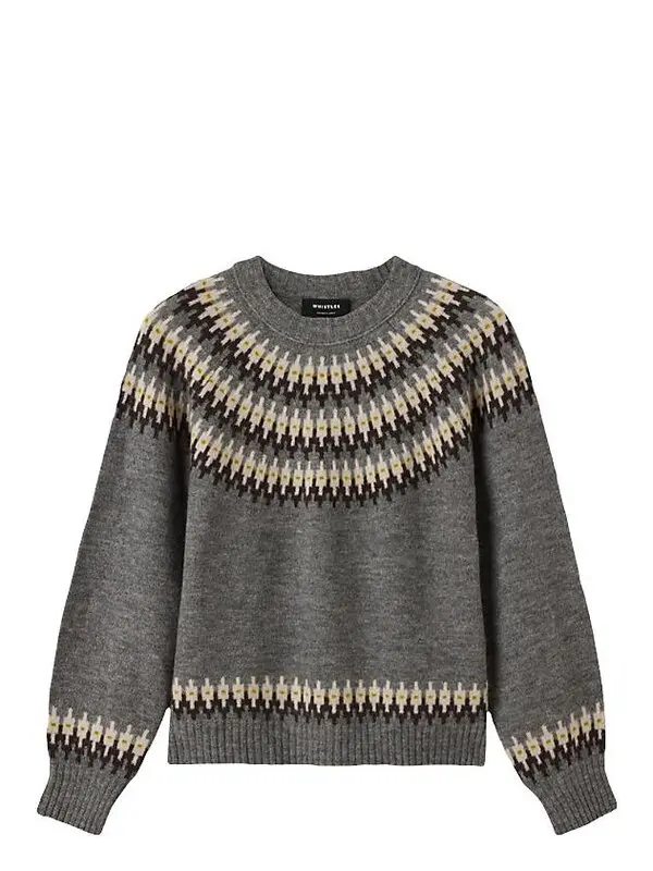 Whistles Fairisle Detail Knit Wool-blend Jumper - Grey/multi