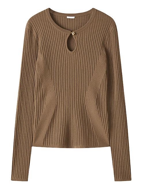 JOSEPH Luz Rib Merino-wool Blend Top - Sable