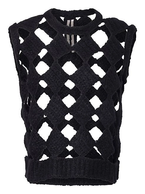 Rick Owens Sarutanya Sleeveless Open-knit Wool Top - Black