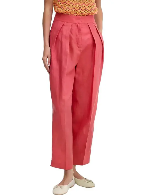 BENETTON Pleated Cropped Trousers - Pink