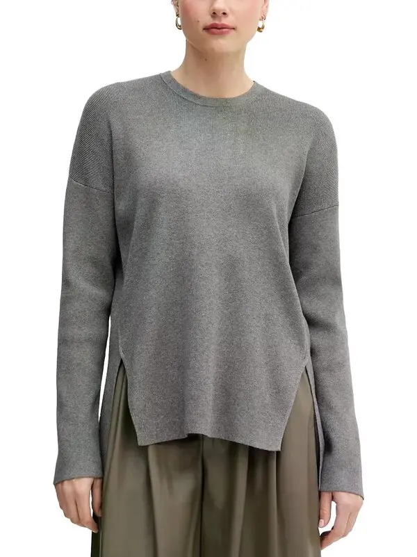 BENETTON Side-slit Crew-neck Sweater - Grey