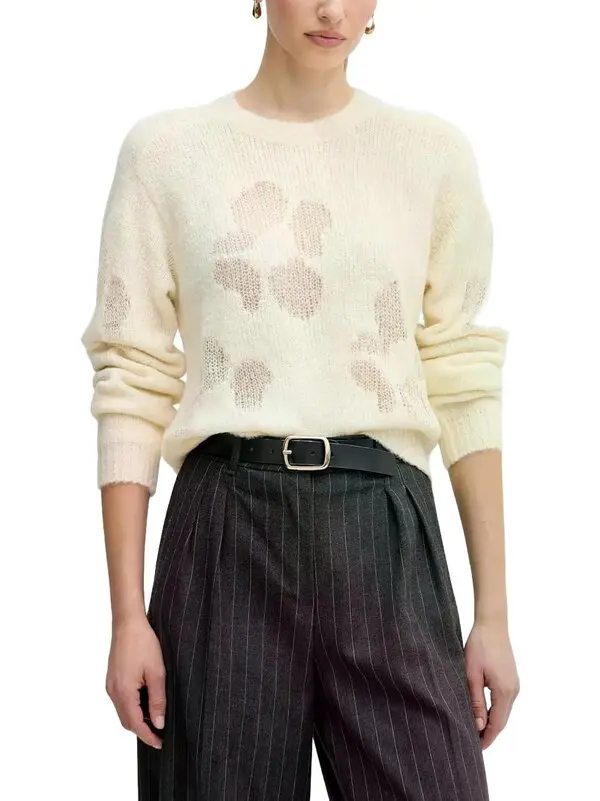 BENETTON Openwork Flower Sweater - Neutrals