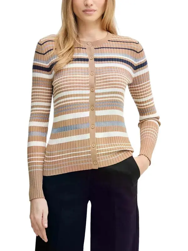 BENETTON Striped Cardigan - Neutrals