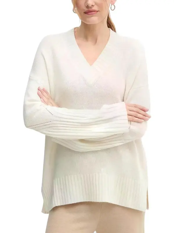 BENETTON V-neck Textured Knitwear - Neutrals