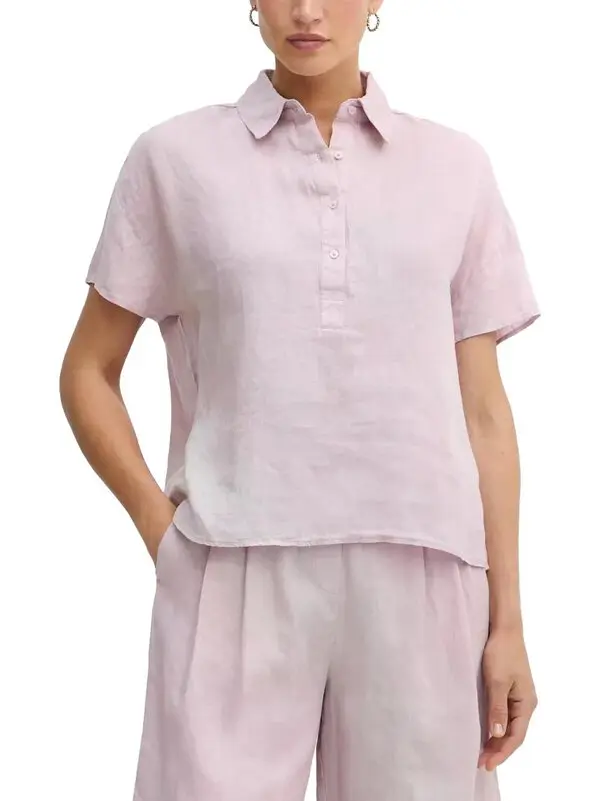 BENETTON Short-sleeve Linen Polo Top - Pink