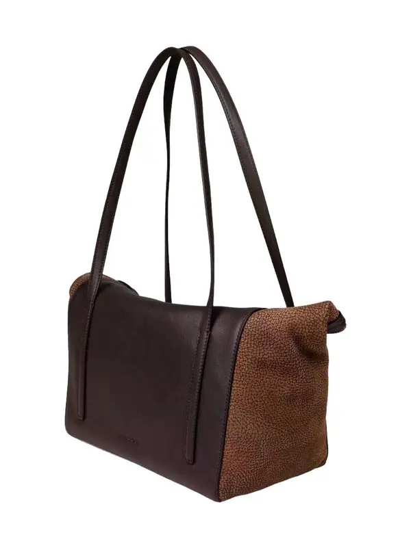 Borbonese Medium Shopping Logo-plaque Pebbled-effect Tote Bag - Brown