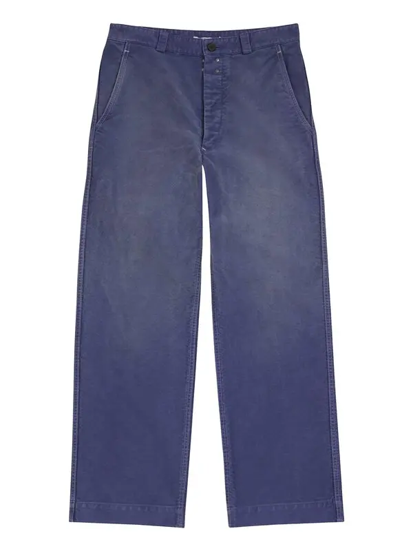 Auralee Garment-dyed Organic Cotton Trousers - Navy