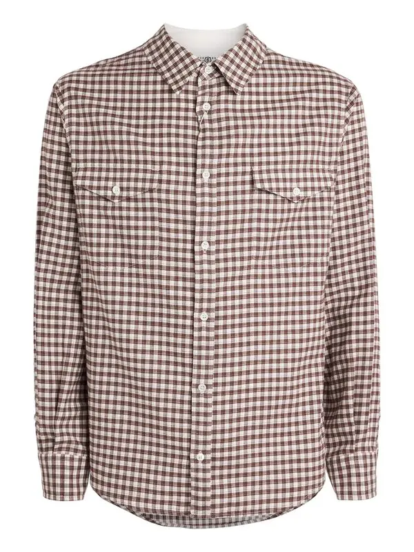 MAISON MARGIELA Gingham Flannel Shirt - Brown
