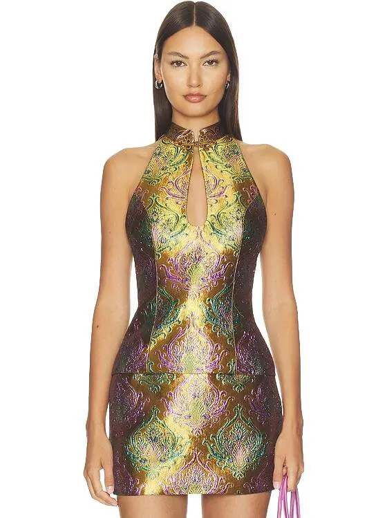 Retrofete Moreno Brocade Top In . Also - Multi