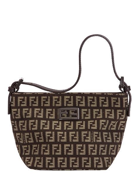 FWRD RENEW Fendi Zucchino Shoulder Bag - Brown