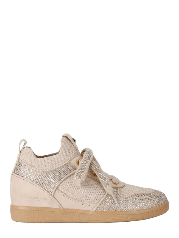 Kurt Geiger Knitted Crystal-embellished Poplar Sneakers - Beige