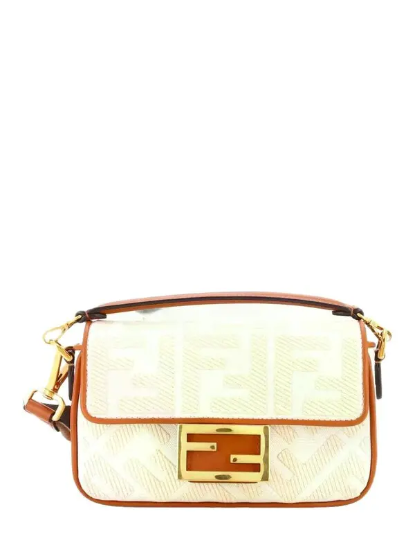 Fendi Baguette Nm Bag Zucca Embroidered Canvas Mini Crossbody Bag - Brown