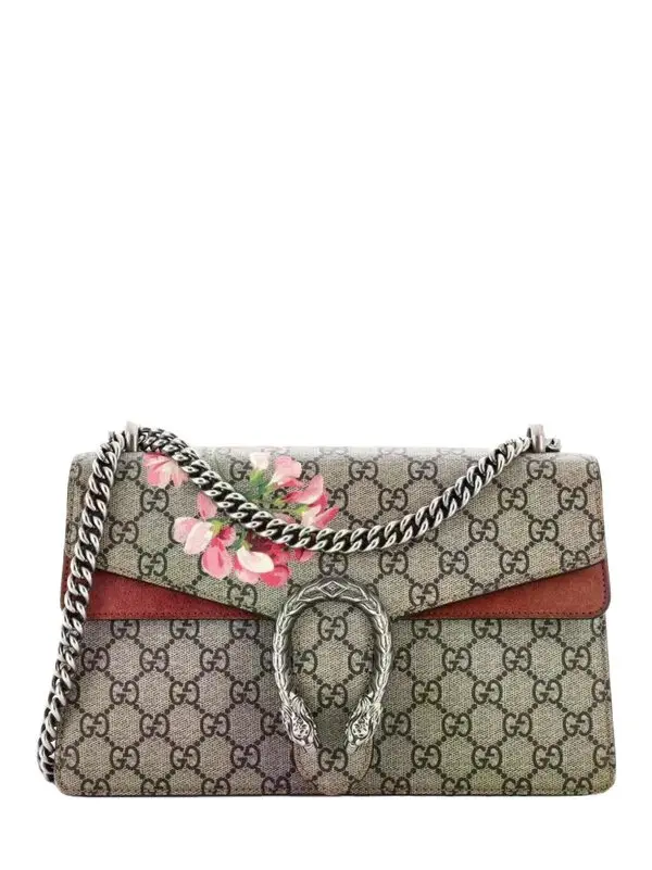 Gucci Dionysus Bag Blooms Print Gg Coated Canvas Small Shoulder Bag - Brown