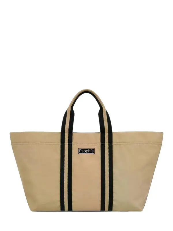 PSOPHIA Logo-patch Striped-trim Tote Bag - Neutrals