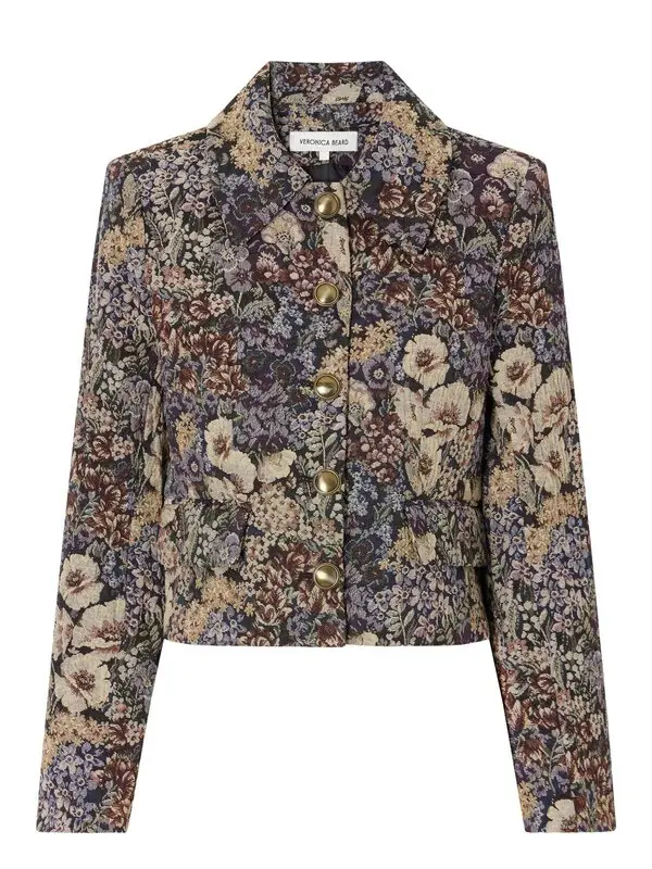 Veronica Beard Wilde Cropped Floral-brocade Jacket - Multi