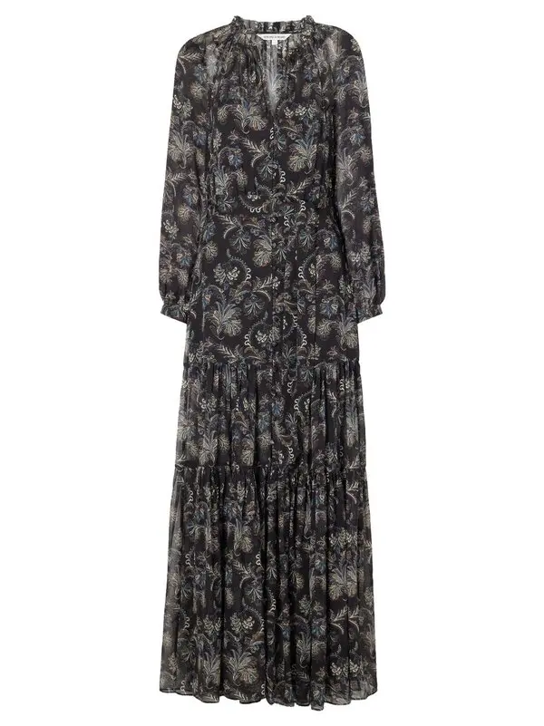 Veronica Beard Isra Belted Gathered Paisley-print Silk-georgette Maxi Dress - Multi